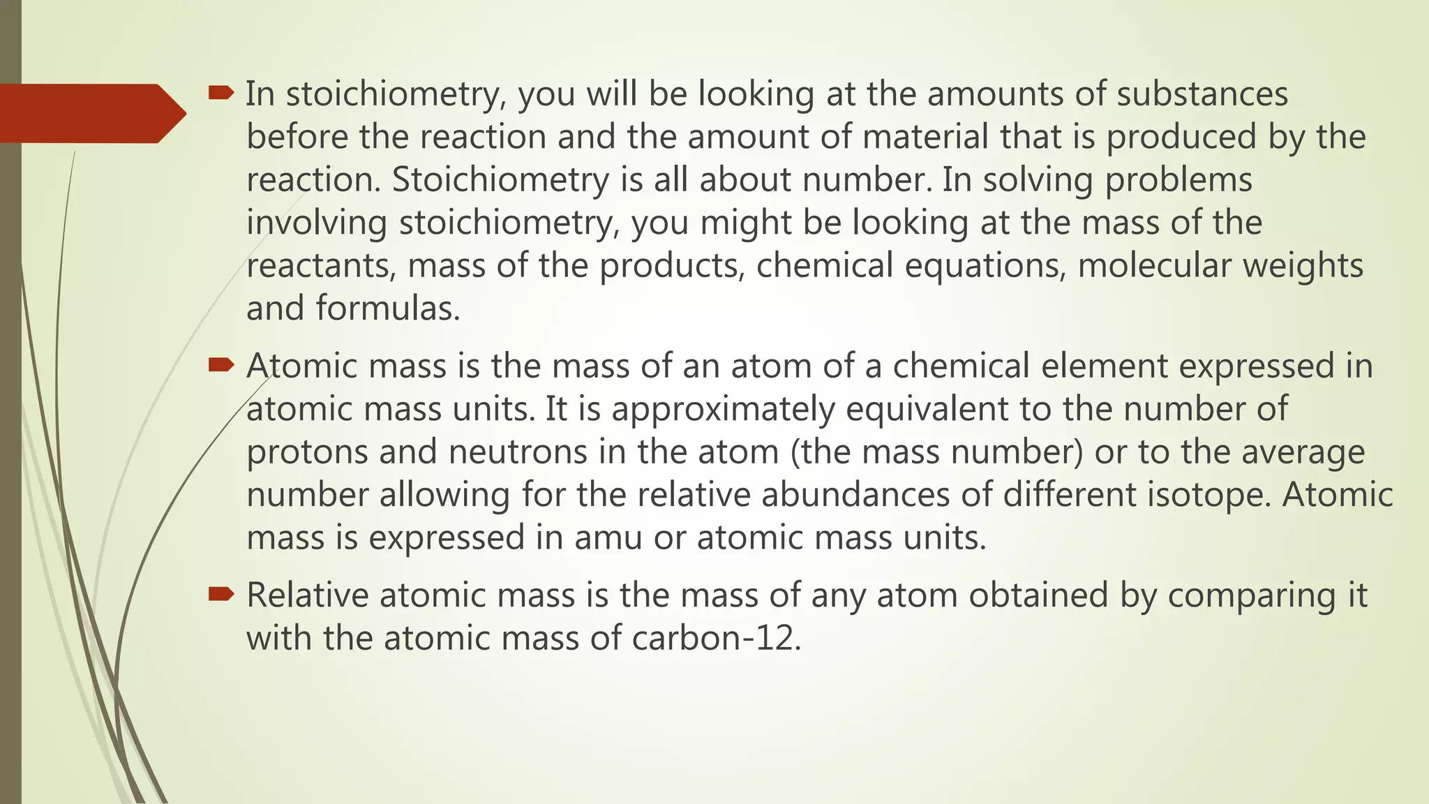 Relative atomic mass, average atomic mass, | PPTX