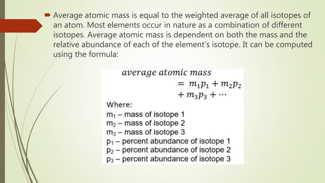 Relative atomic mass, average atomic mass, | PPTX | Chemistry | Science