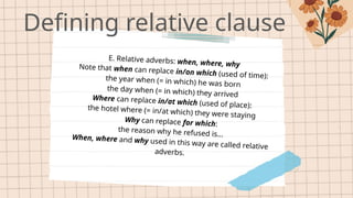 Relative clause in english (grammar, dierct, indirect) | PPTX