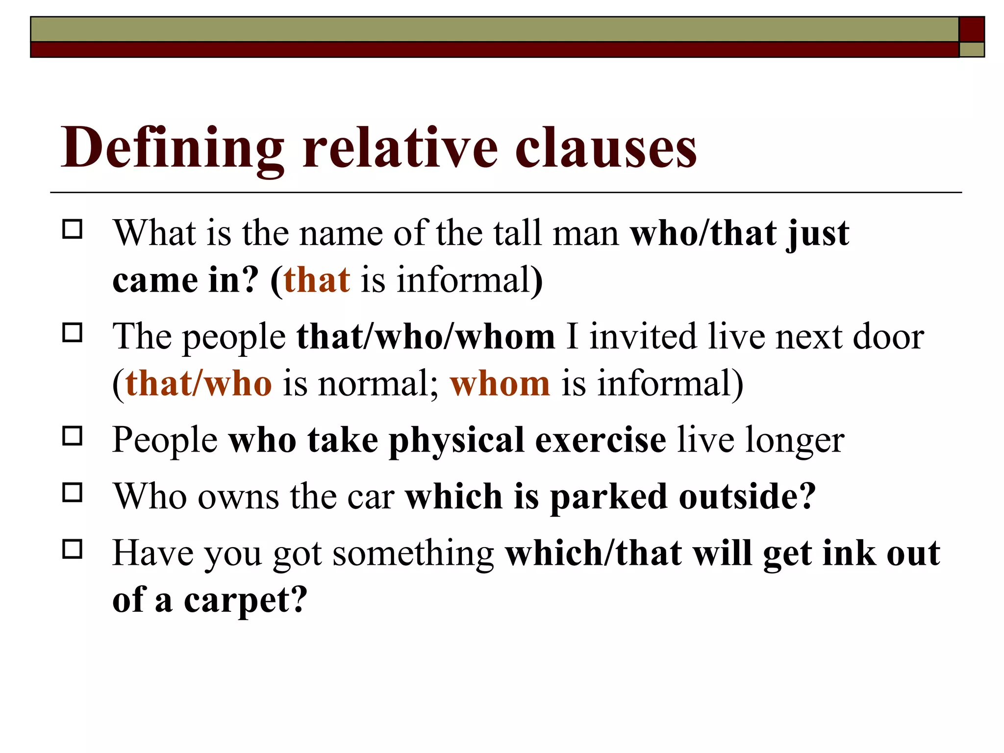 Relative clauses | PPT