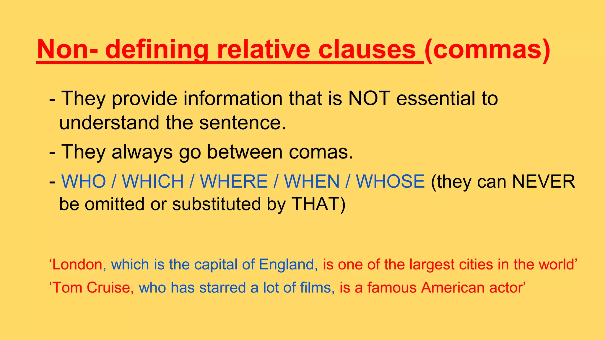 Relative clauses. defining and non defining presentacion | PDF