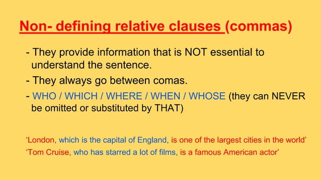 Relative clauses. defining and non defining presentacion | PDF