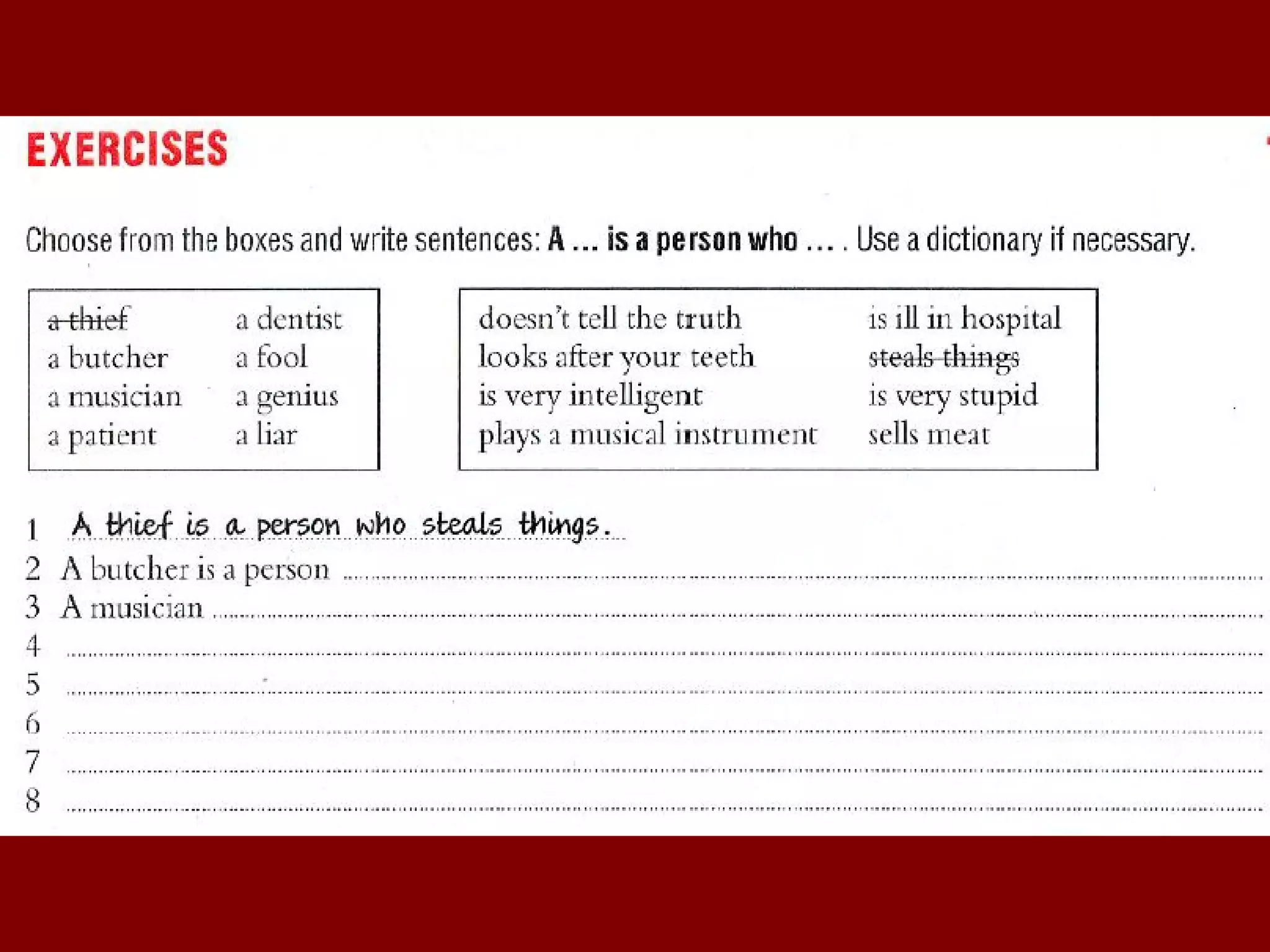 Relative Clauses 2 Exercises - Whose - Non-Defining | PPT