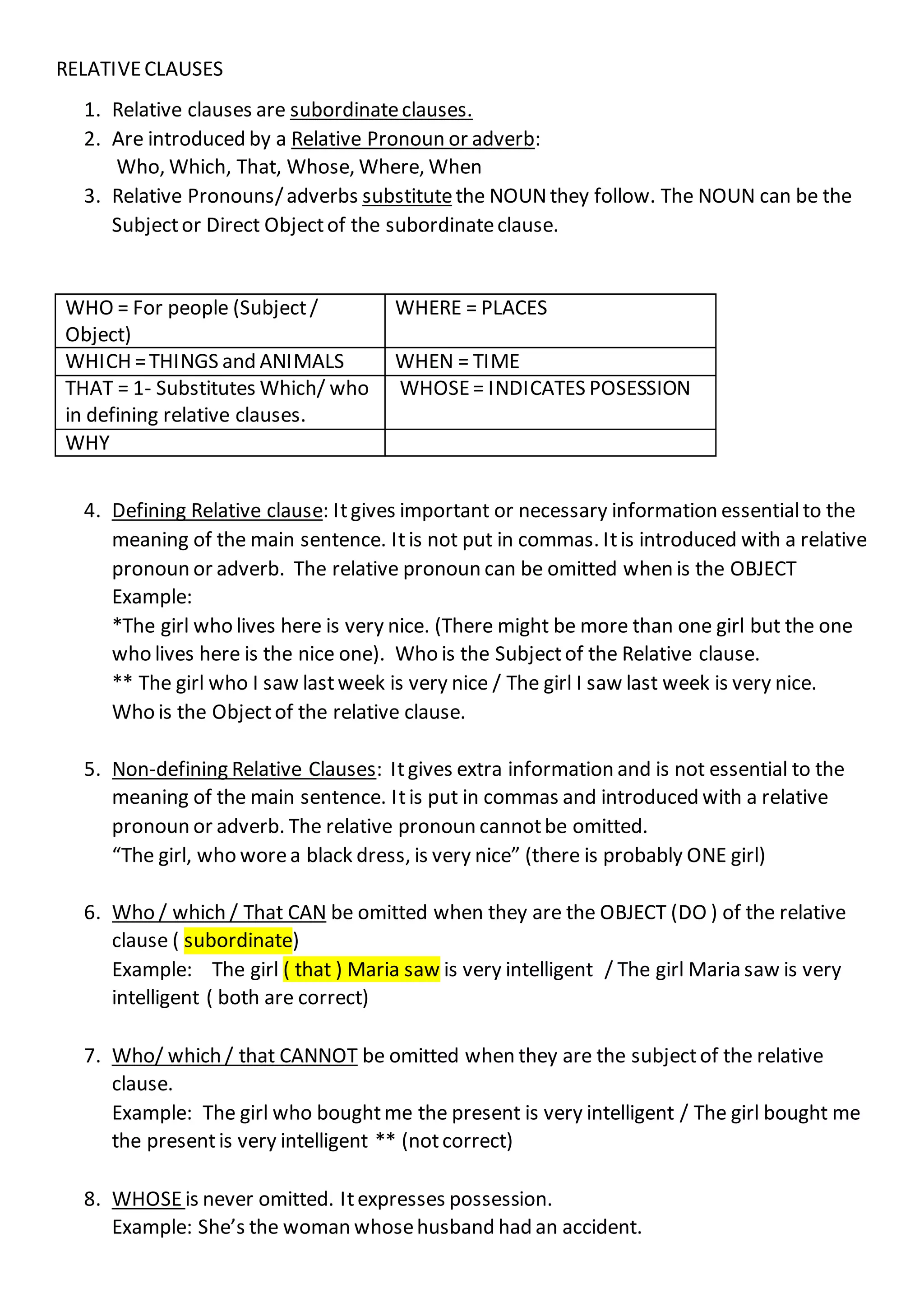 Relative clauses and pronouns | DOCX