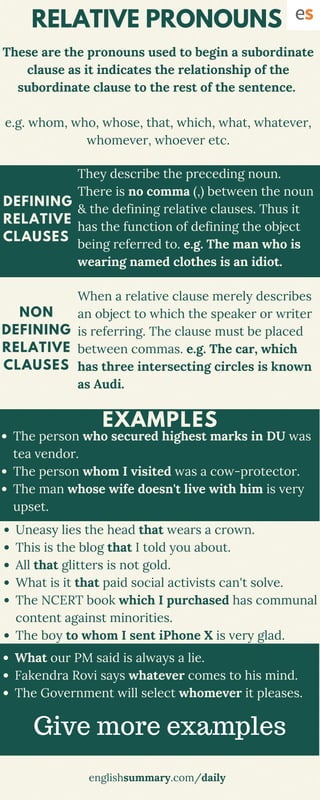 Relative clauses definition and examples | PDF