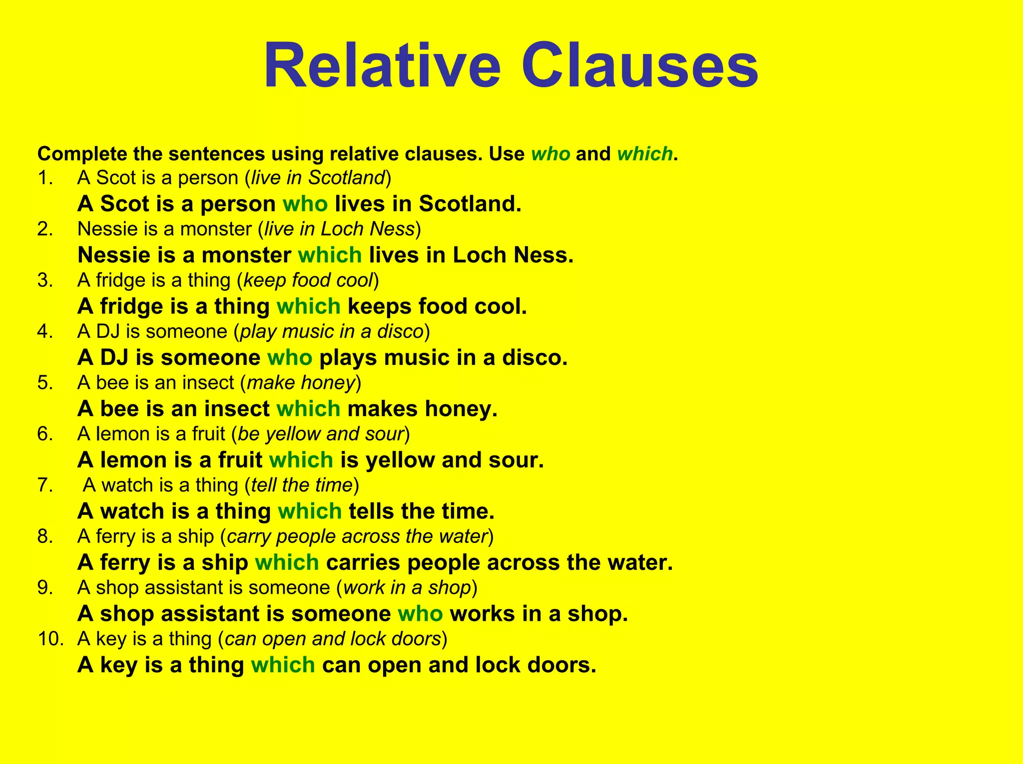 Relative Clauses Exercises | PDF
