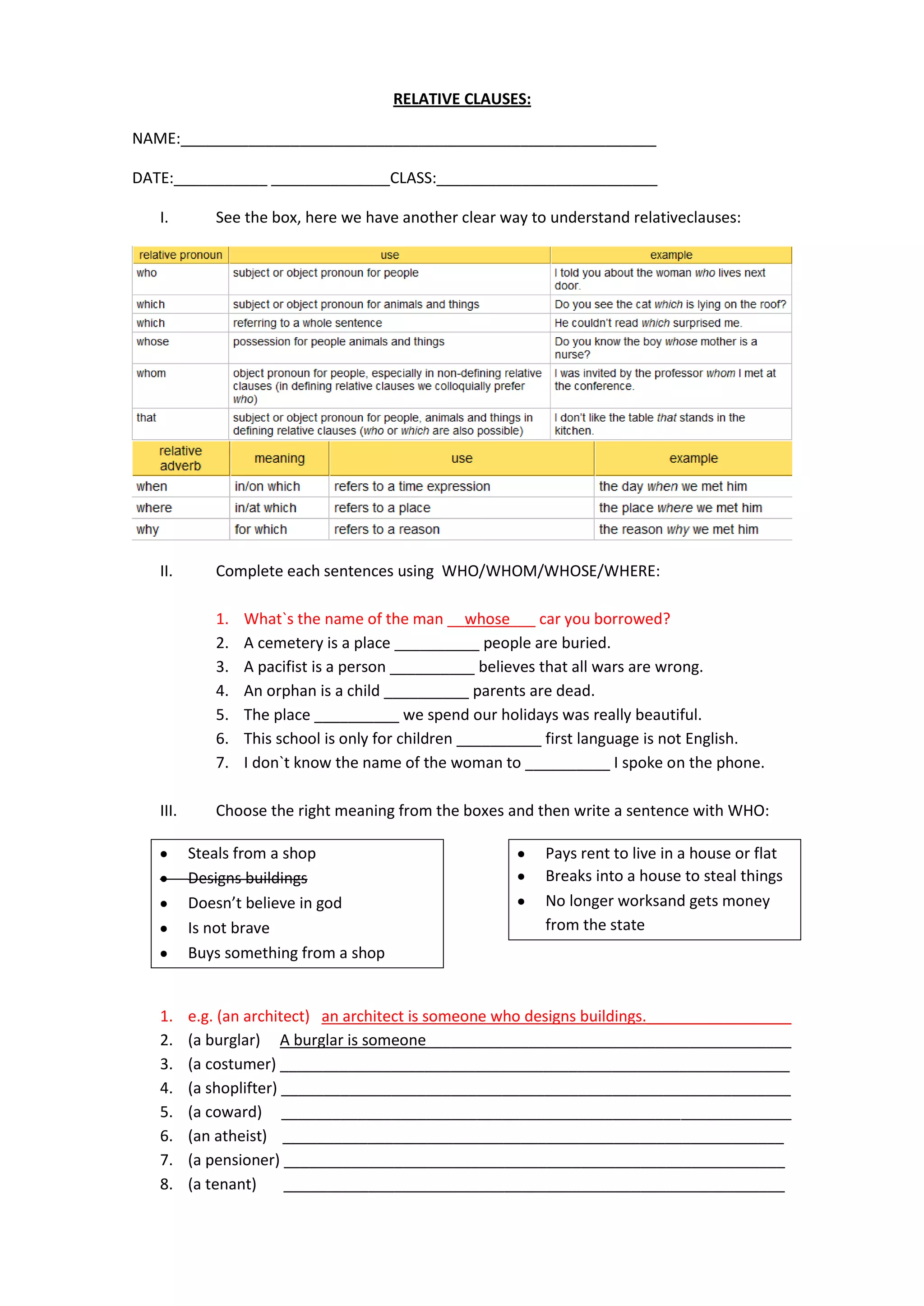 Relative clauses handout | DOCX