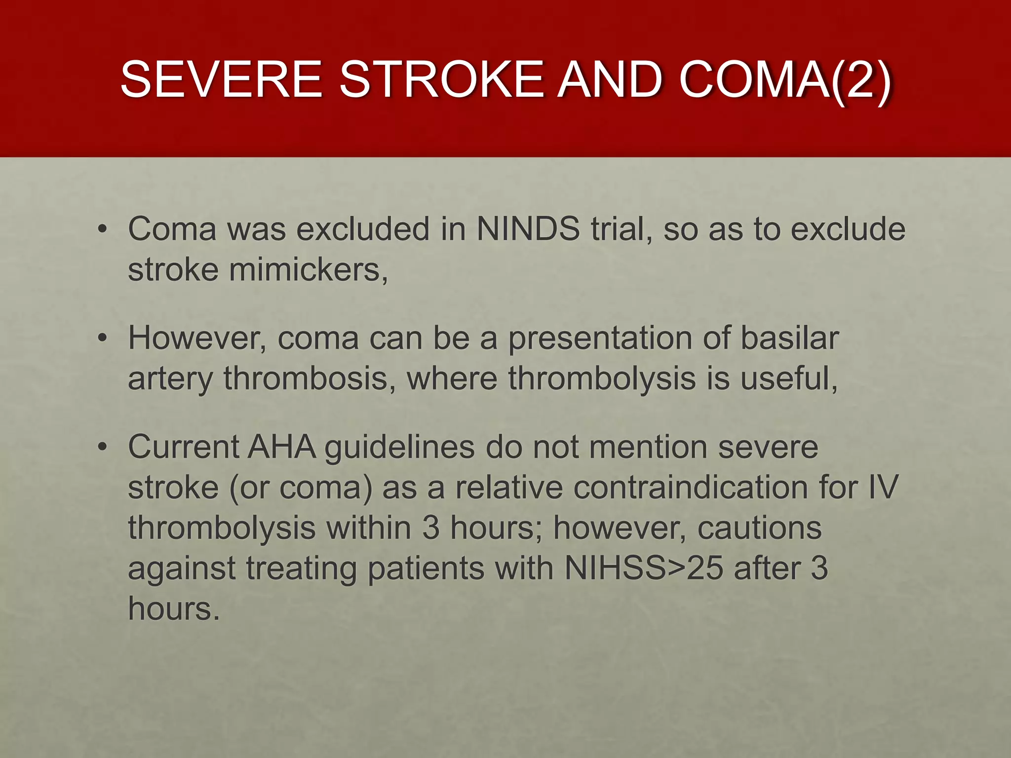 Relative Contraindications for Thrombolysis in Acute Ischemic Stroke | PPTX