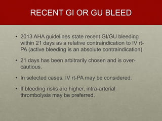 Relative Contraindications for Thrombolysis in Acute Ischemic Stroke | PPTX