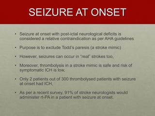 Relative Contraindications for Thrombolysis in Acute Ischemic Stroke | PPTX