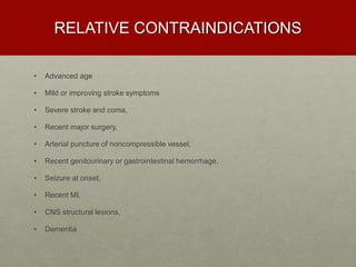Relative Contraindications for Thrombolysis in Acute Ischemic Stroke | PPTX