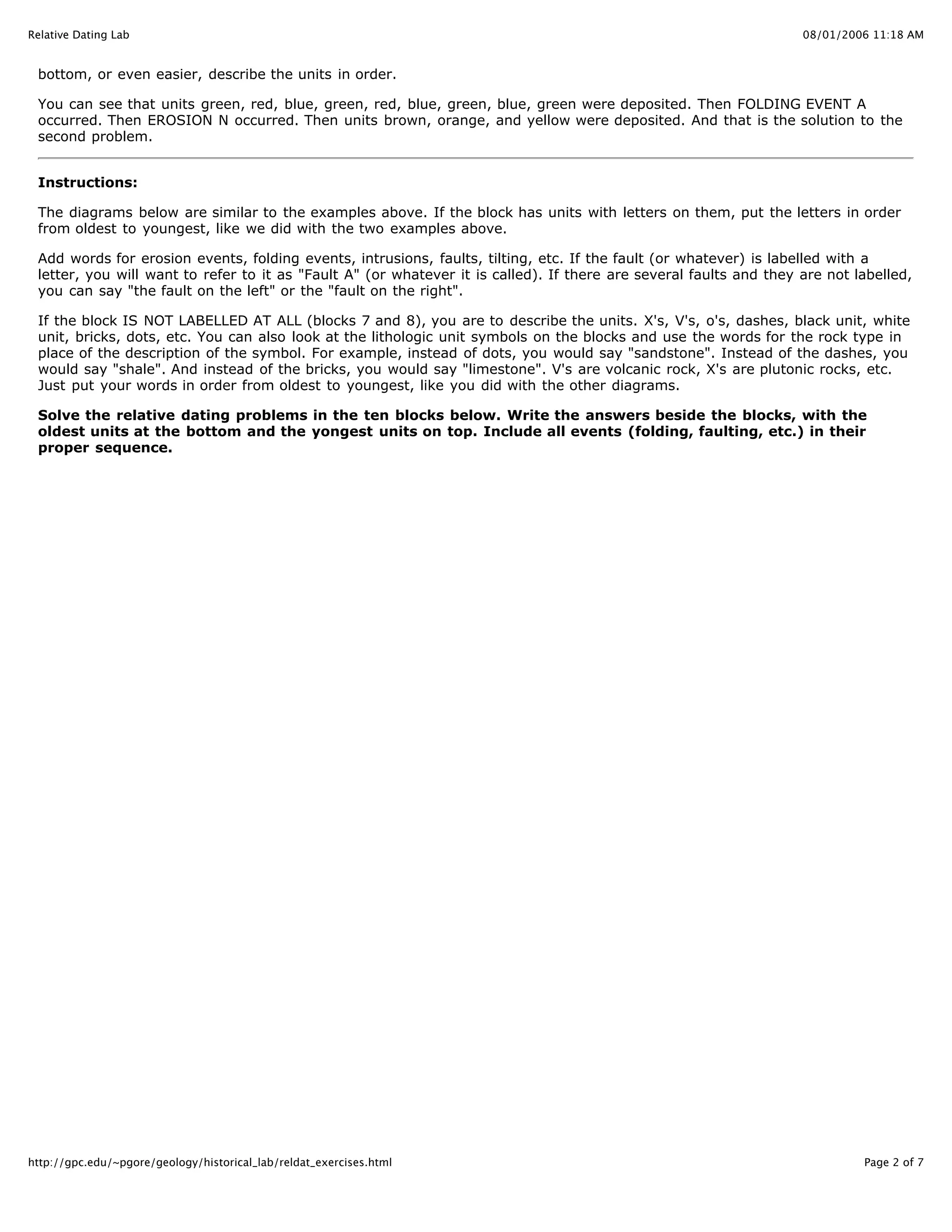 Relative datingexercises | PDF