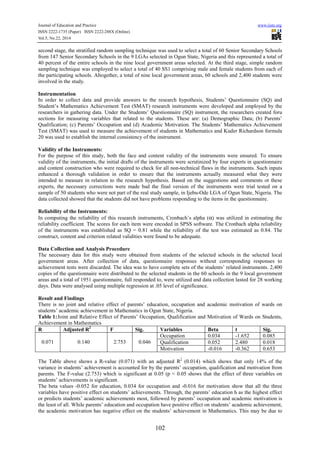 Relative effects of parents’ occupation, qualification and academic ...