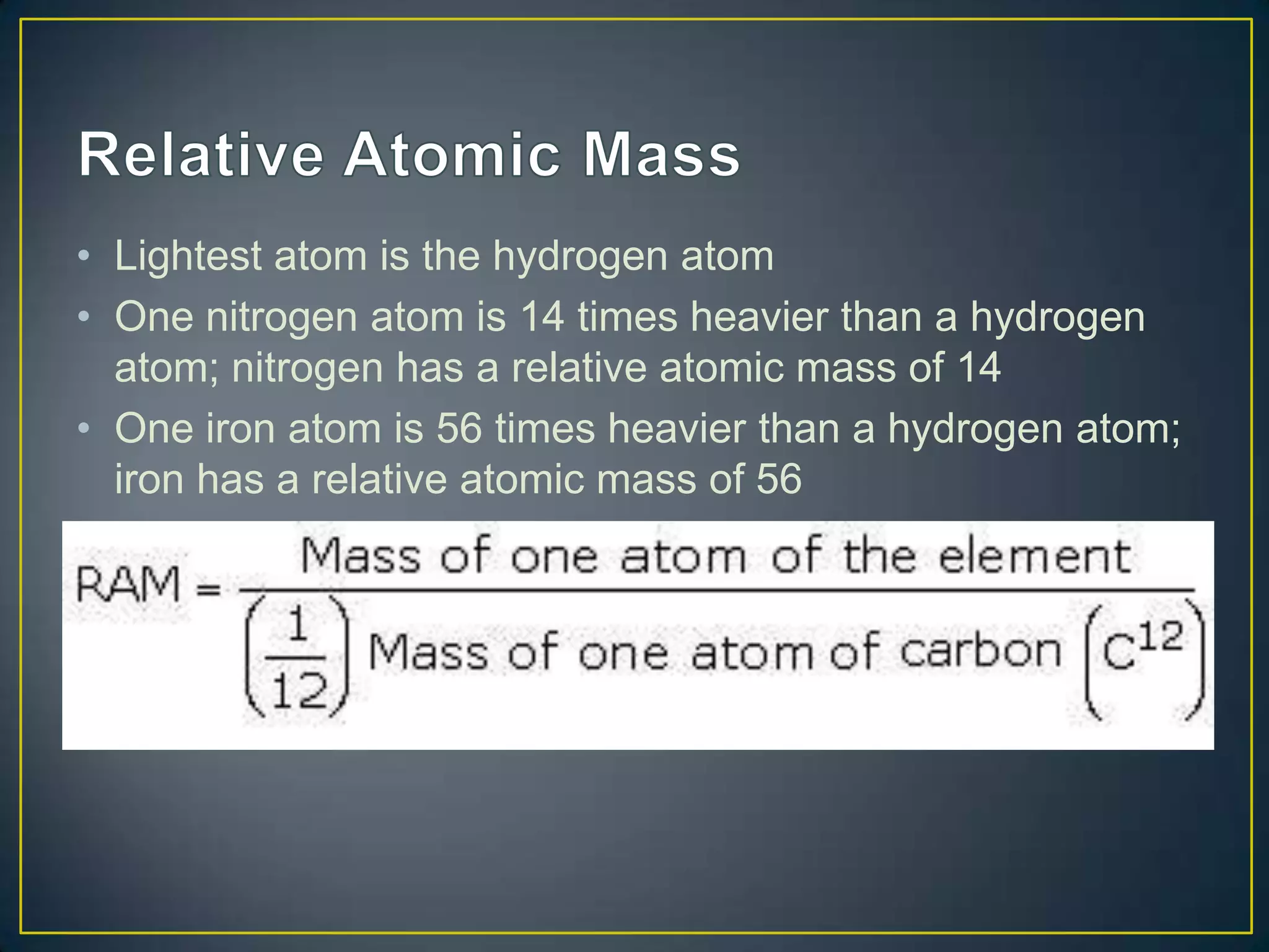 Relative masses of atoms and molecules | PPTX | Chemistry | Science