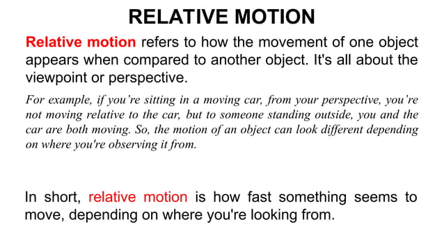 Relative Motion - Motion on Different Perspectives | PPT