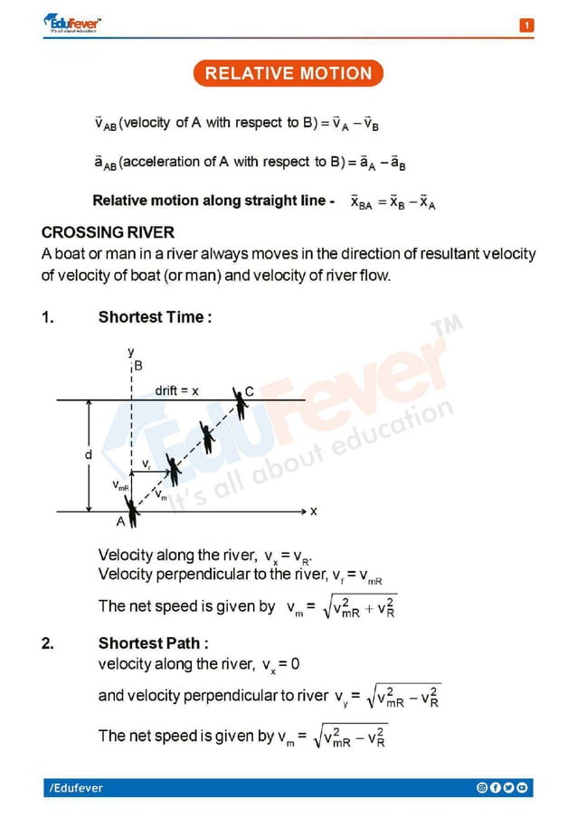 Relative Motion - Physics Revision Notes | PDF