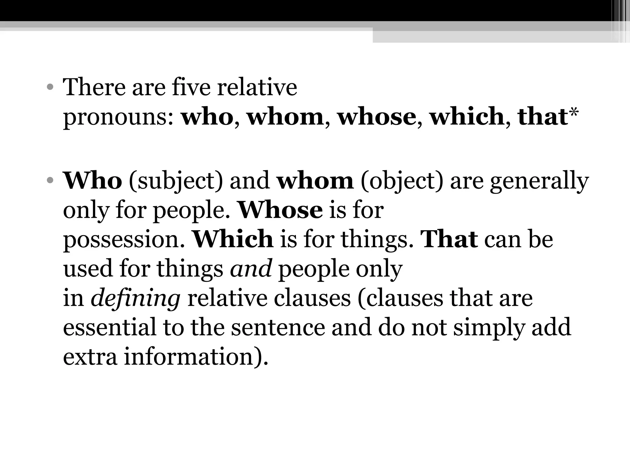 Relative pronouns | PPT