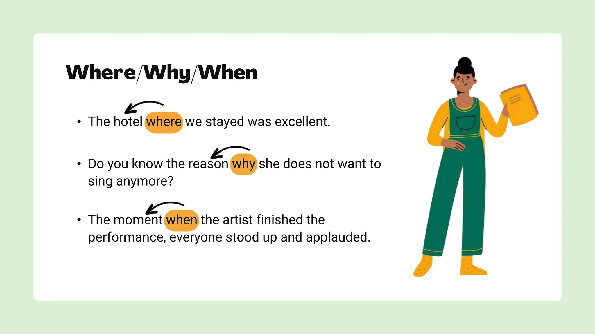 Relative Pronouns and Relative Adverbs Education Presentation in Green ...