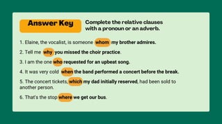 Relative Pronouns and Relative Adverbs Education Presentation in Green ...
