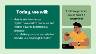 Relative Pronouns and Relative Adverbs Education Presentation in Green ...