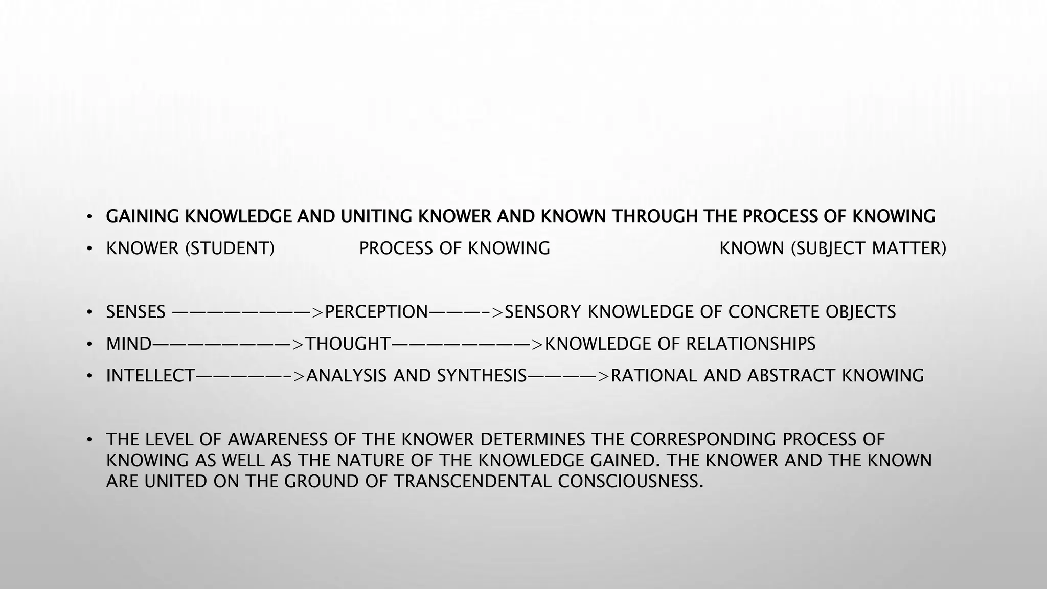 Relative Roles of Knower and the Known in knowledge transmission and ...