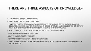 Relative Roles of Knower and the Known in knowledge transmission and ...