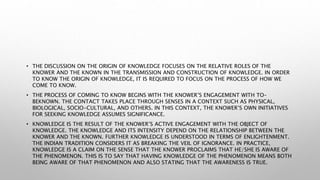 Relative Roles of Knower and the Known in knowledge transmission and ...