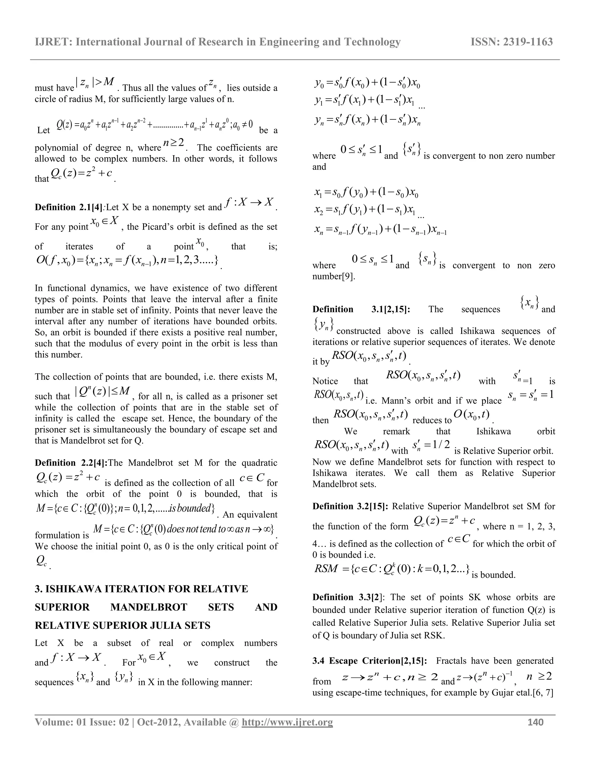 Relative superior mandelbrot sets and relative | PDF