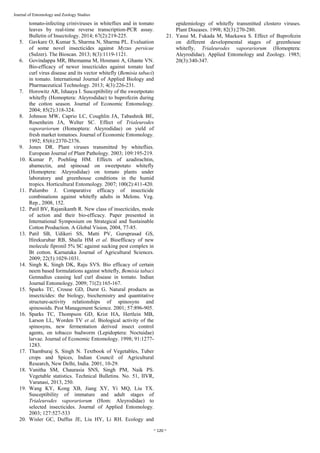 Relative toxicity of selected insecticides against adult whitefly, t. vaporariorum in potted ...