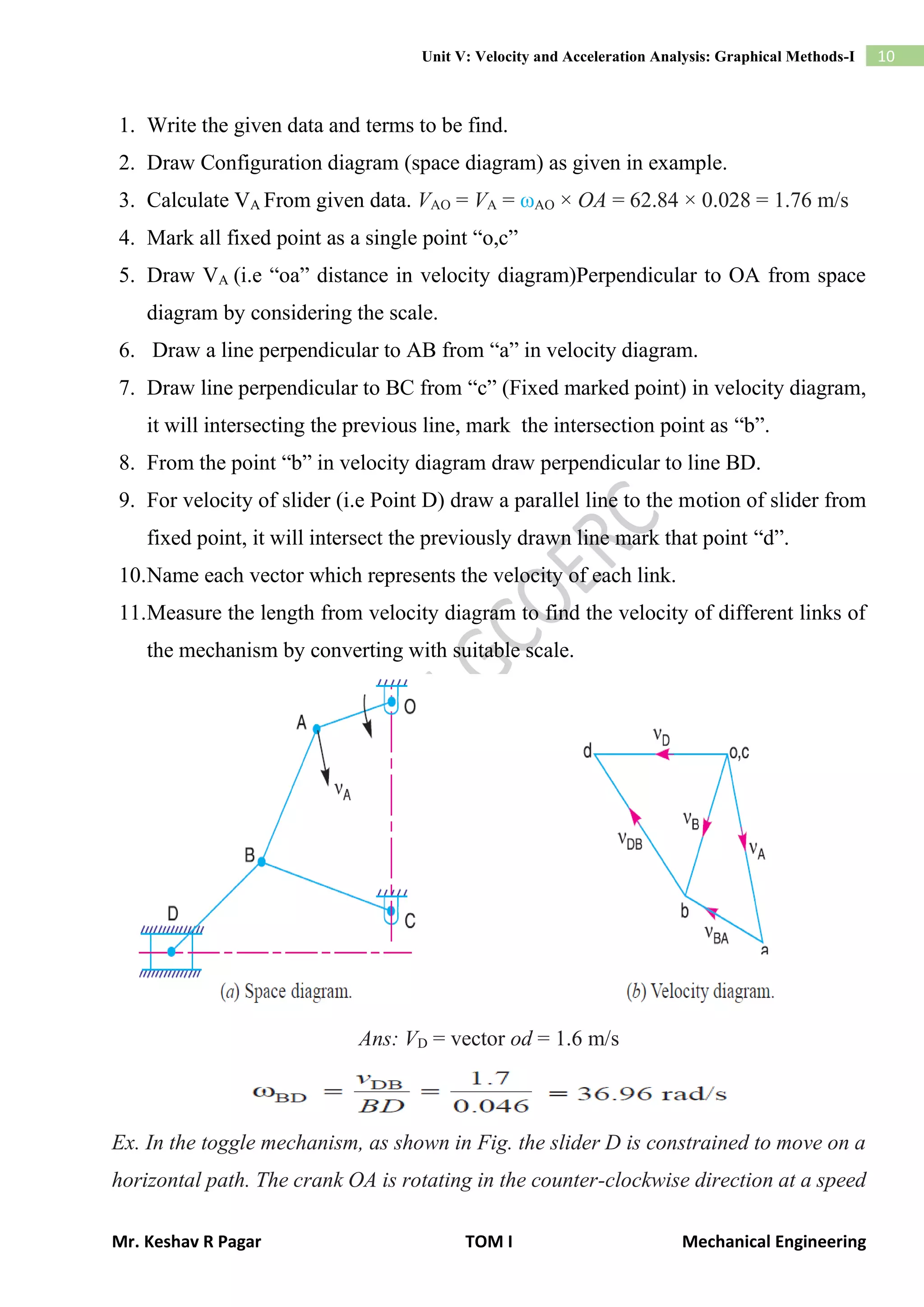 Relative velocity method, velocity & acceleration analysis of mechanism | PDF
