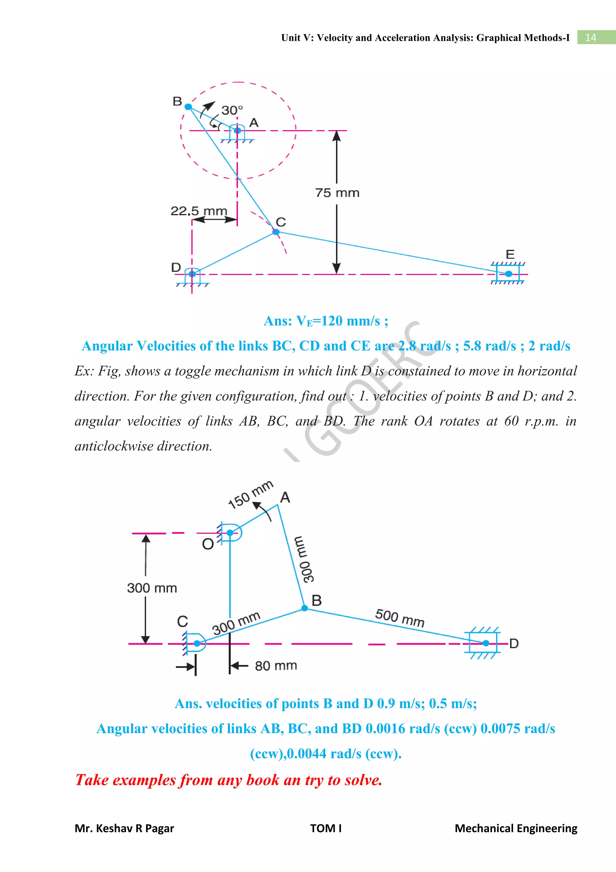 Relative velocity method, velocity & acceleration analysis of mechanism | PDF