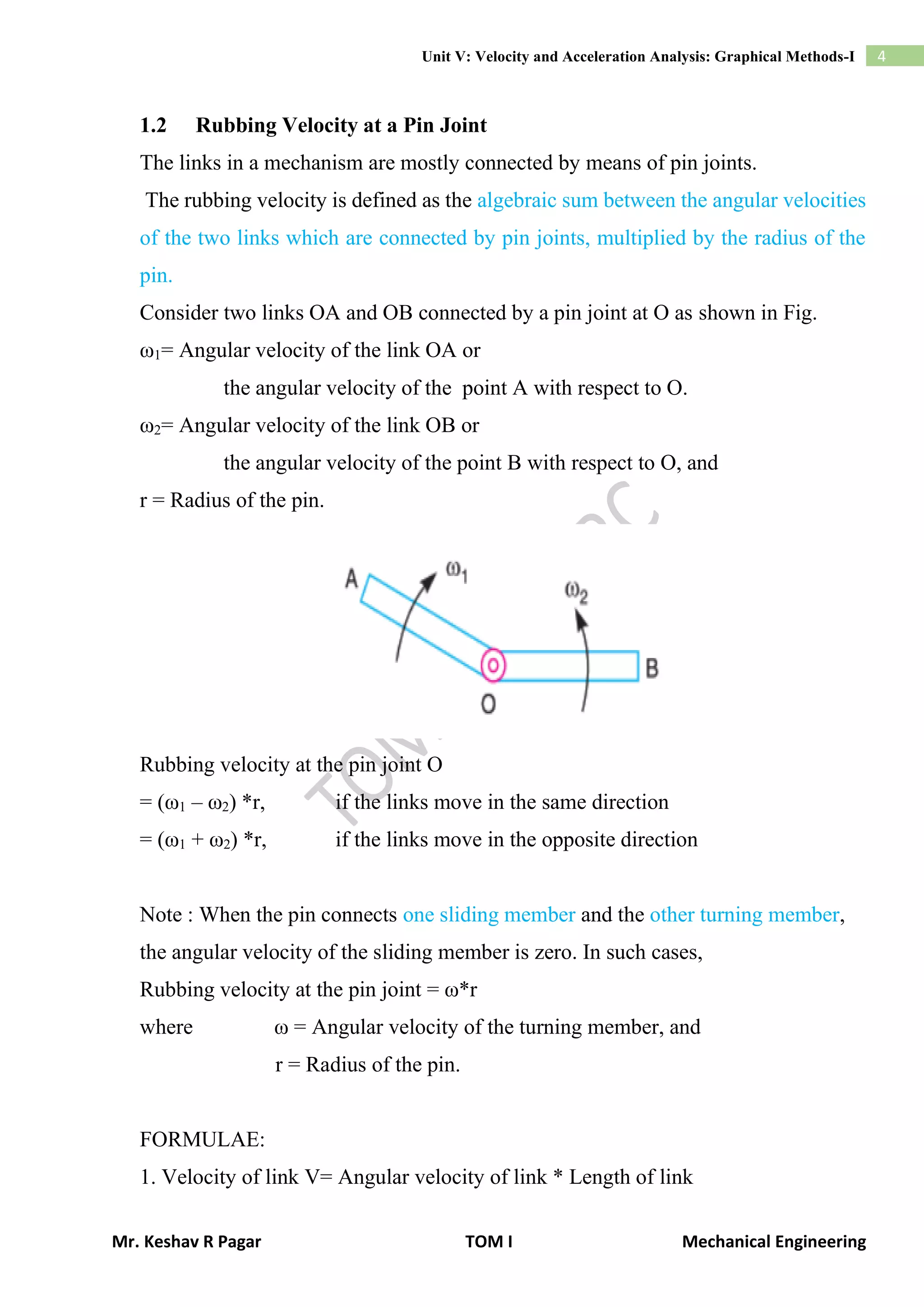 Relative velocity method, velocity & acceleration analysis of mechanism | PDF