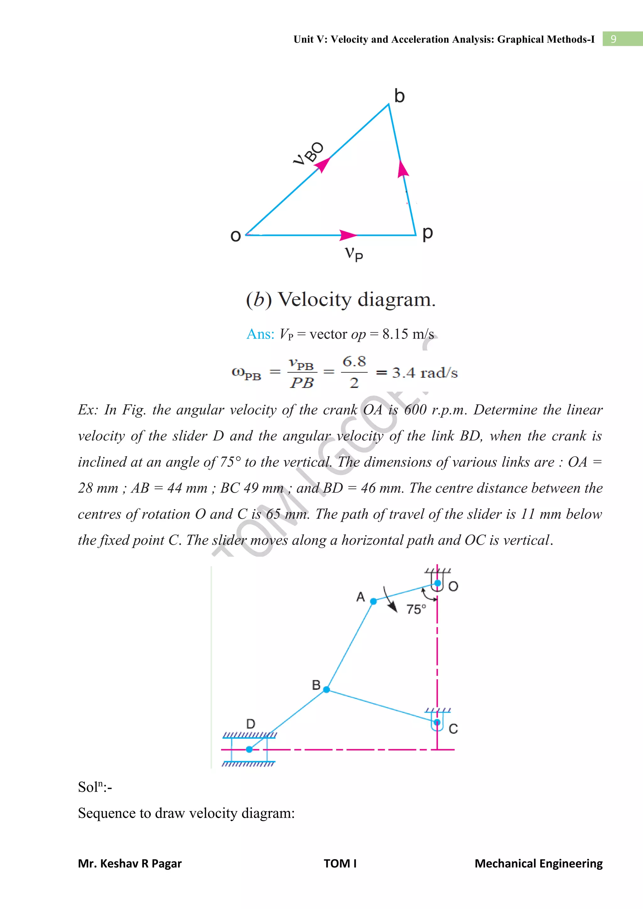 Relative velocity method, velocity & acceleration analysis of mechanism | PDF
