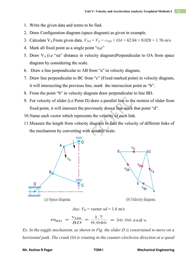 Relative velocity method, velocity & acceleration analysis of mechanism | PDF