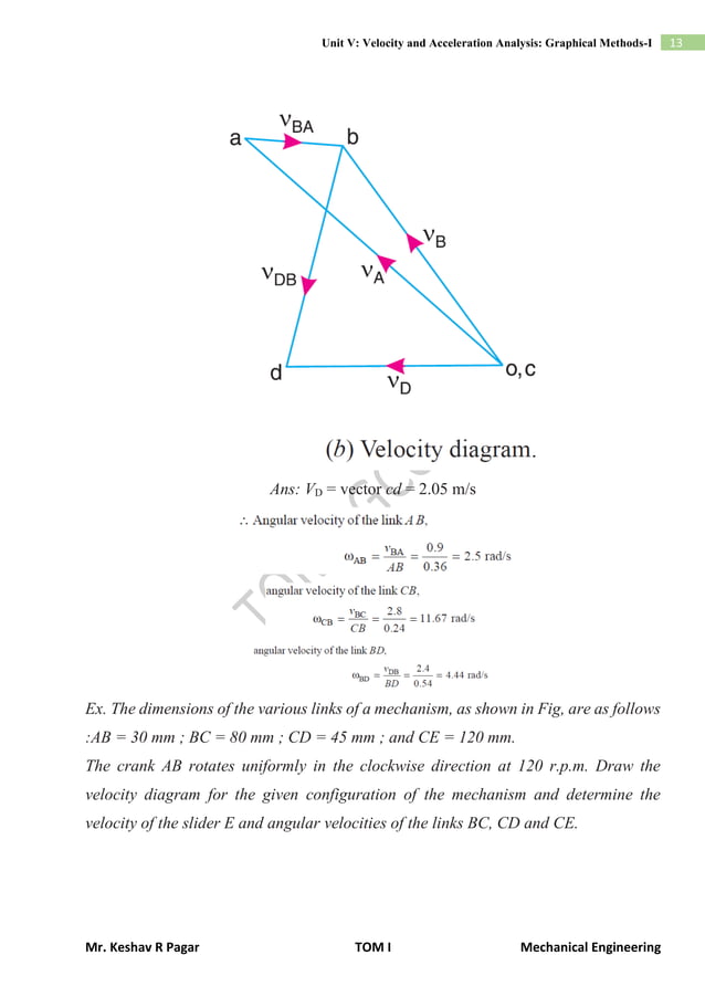 Relative velocity method, velocity & acceleration analysis of mechanism | PDF