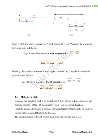 Relative velocity method, velocity & acceleration analysis of mechanism | PDF