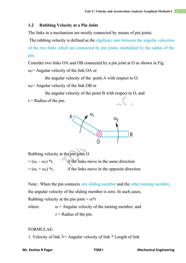 Relative velocity method, velocity & acceleration analysis of mechanism | PDF