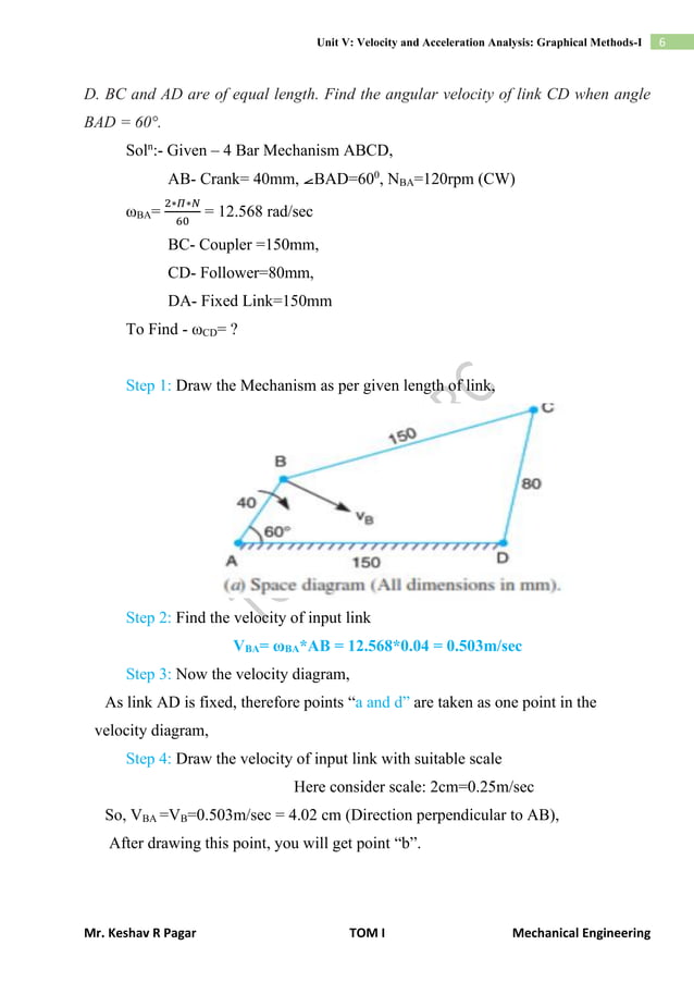 Relative velocity method, velocity & acceleration analysis of mechanism | PDF