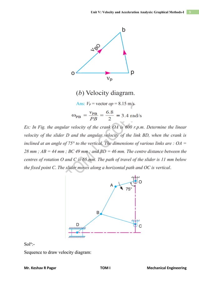 Relative velocity method, velocity & acceleration analysis of mechanism | PDF