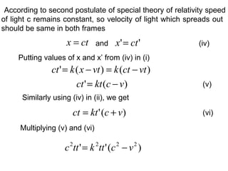 Special Theory Of Relativity Formula
