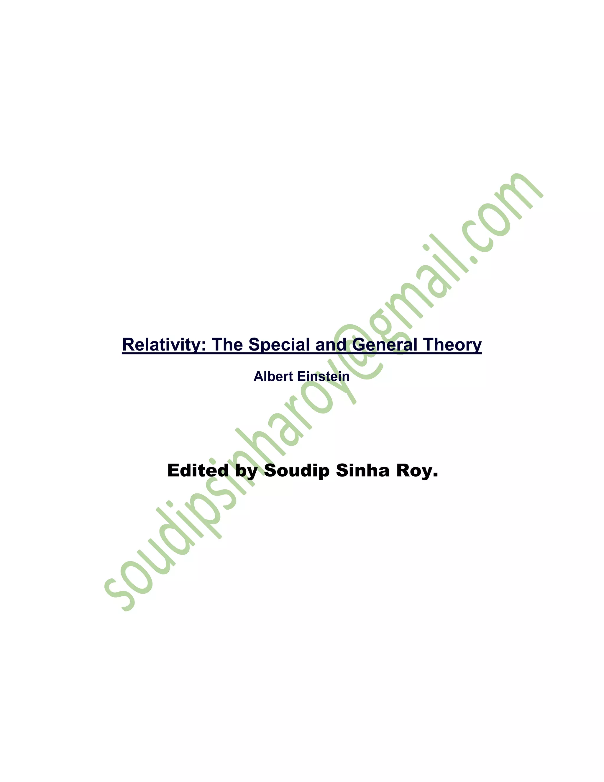 Relativity Theory By Einstein | PDF