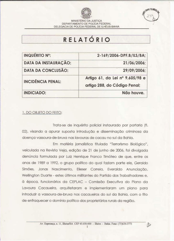 Relatorio final da policia federal