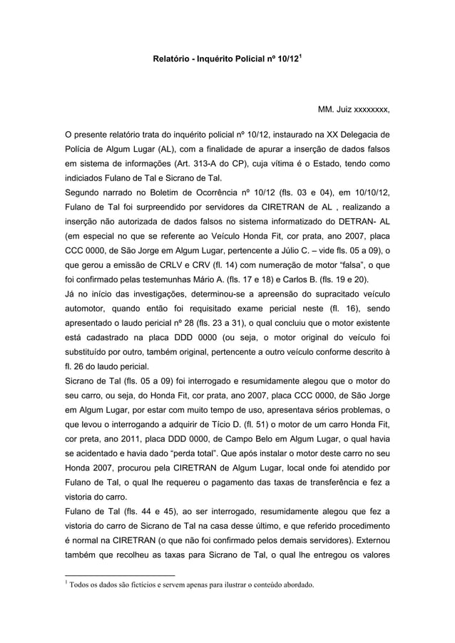Relatorio inquerito policial | PDF