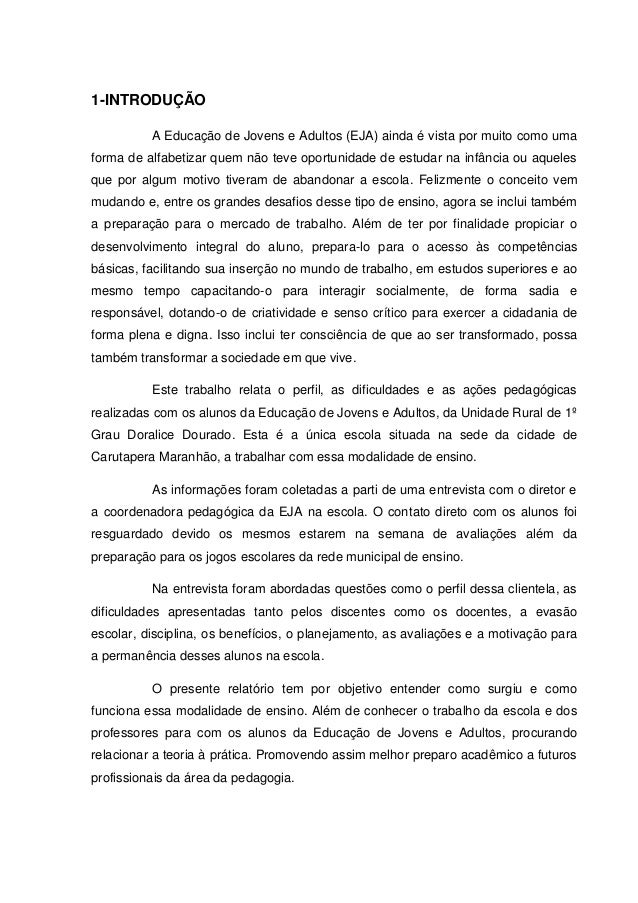 RELATÓRIO DA EJA- DORALICE DOURADO