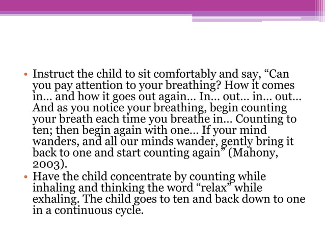 Relaxation Techniques for Angry and Distraught Children | PPTX
