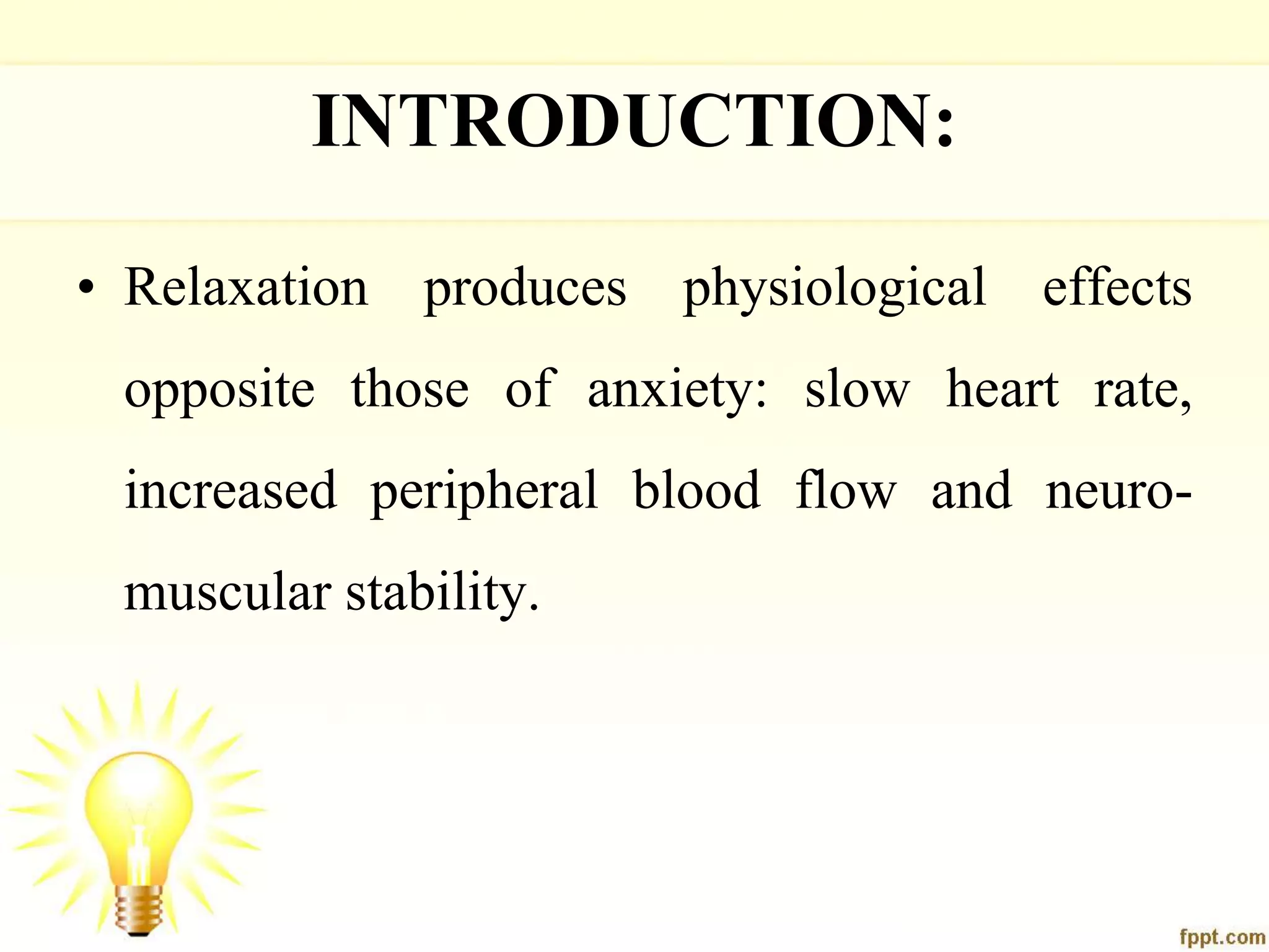 Relaxation therapy(ppt) Msc Nursing | PPTX