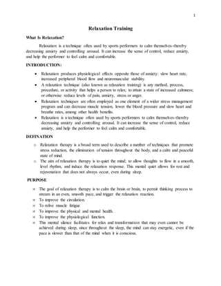 Relaxation training | DOCX | Physical Therapy | Wellness