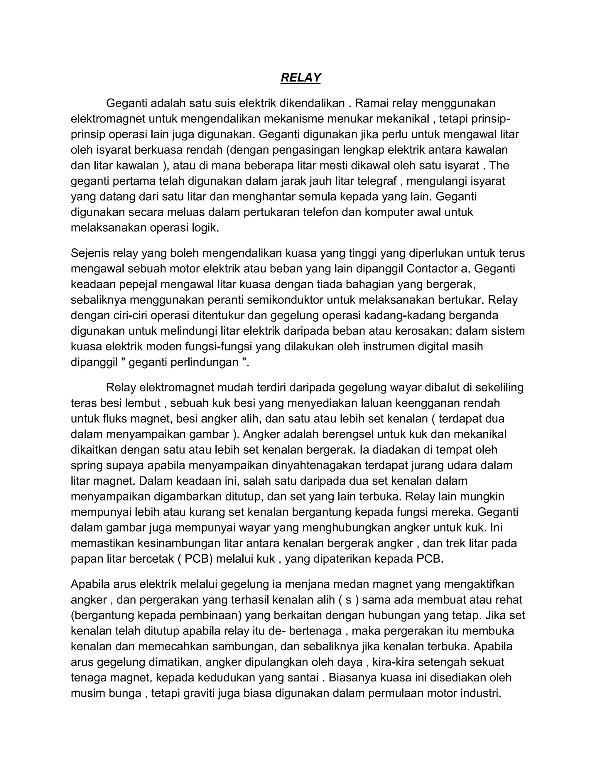 Relay dan contactor | DOCX