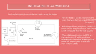 Relay interfacing with 8051 | PPTX