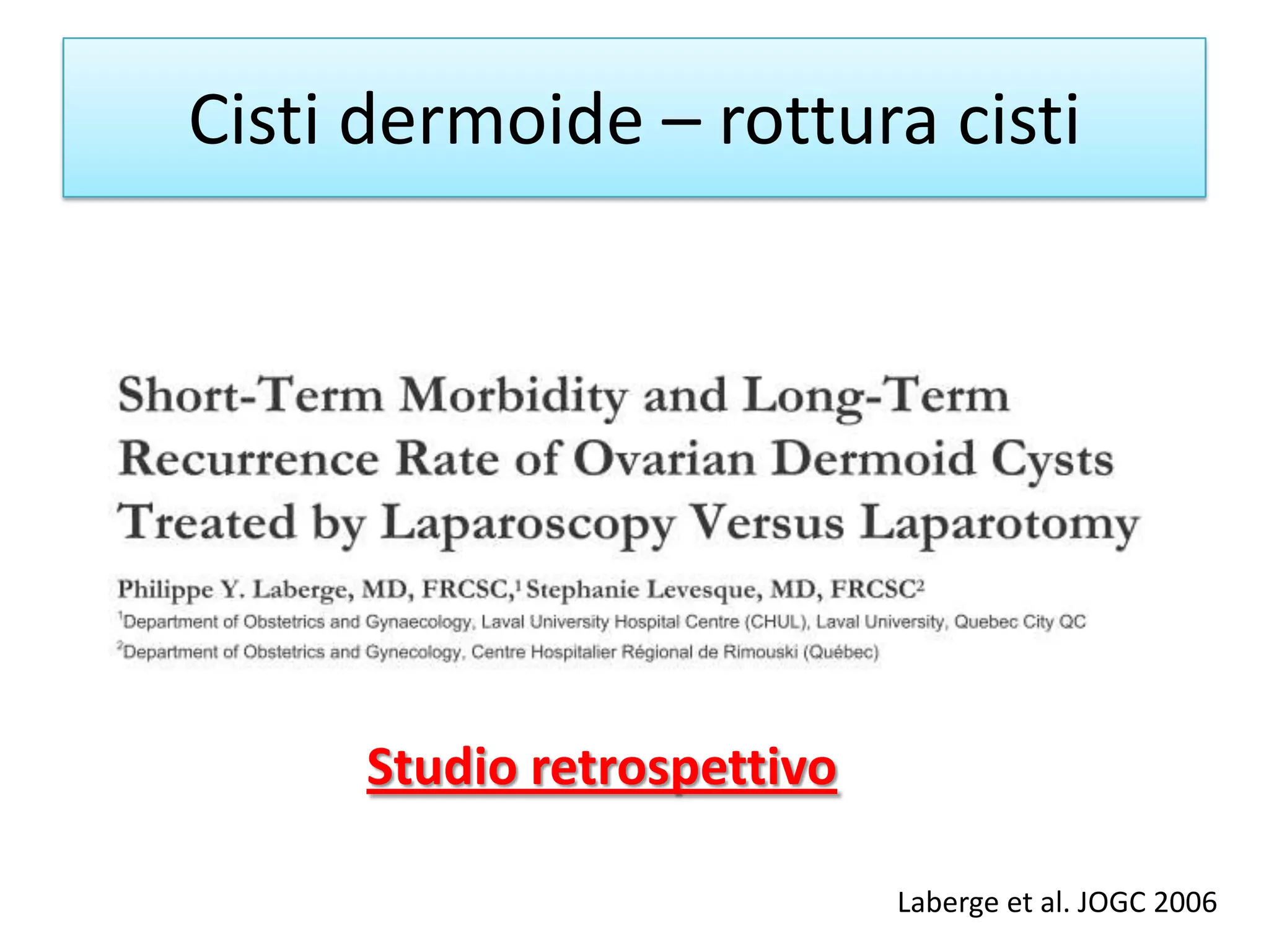 Relazione cisti ovariche pro laparotomia | PPTX